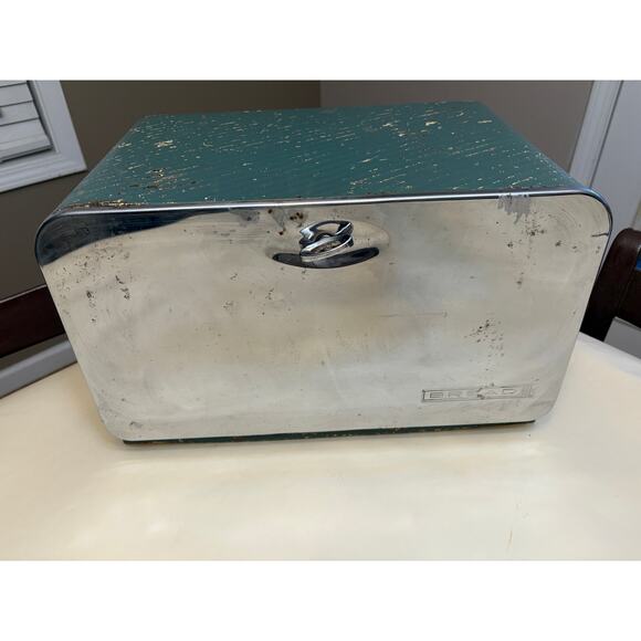 Lincoln | Art | Vintage Lincoln Beauty Box Bread Box Metal Blue Chrome ...